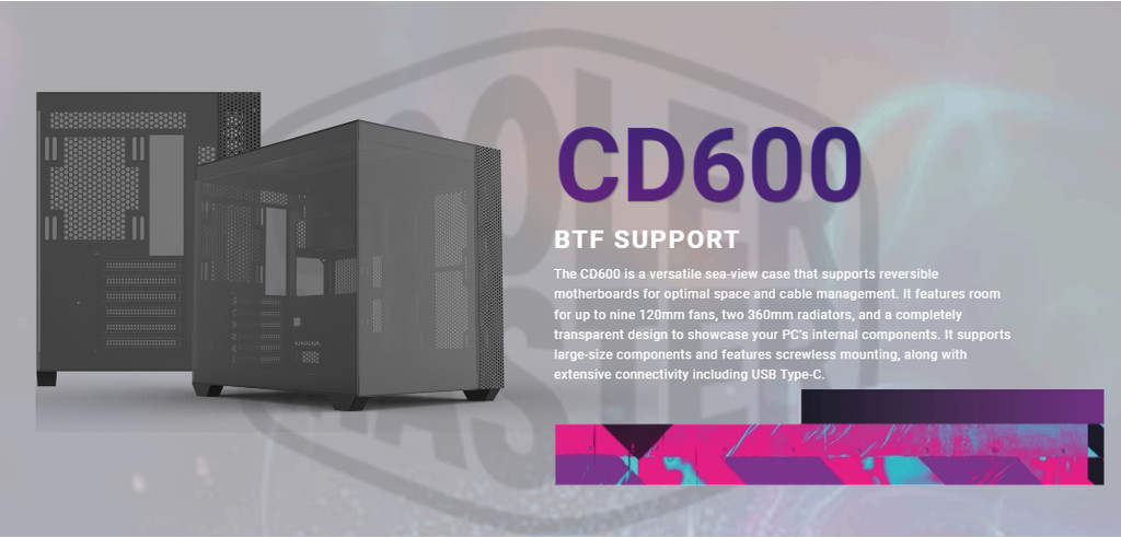 Cooler Master CD600 PC Casing Sea View PC Chassis ARGB Fan USB 3.2 Type ...
