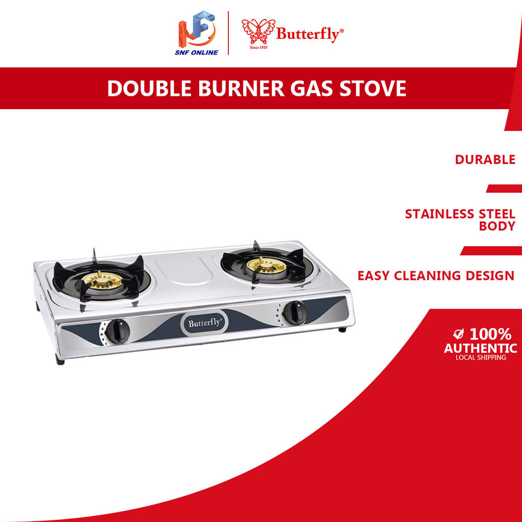 Butterfly Dapur Gas 2 Pembakar Stainless Steel Double Gas Stove BGC-628 ...