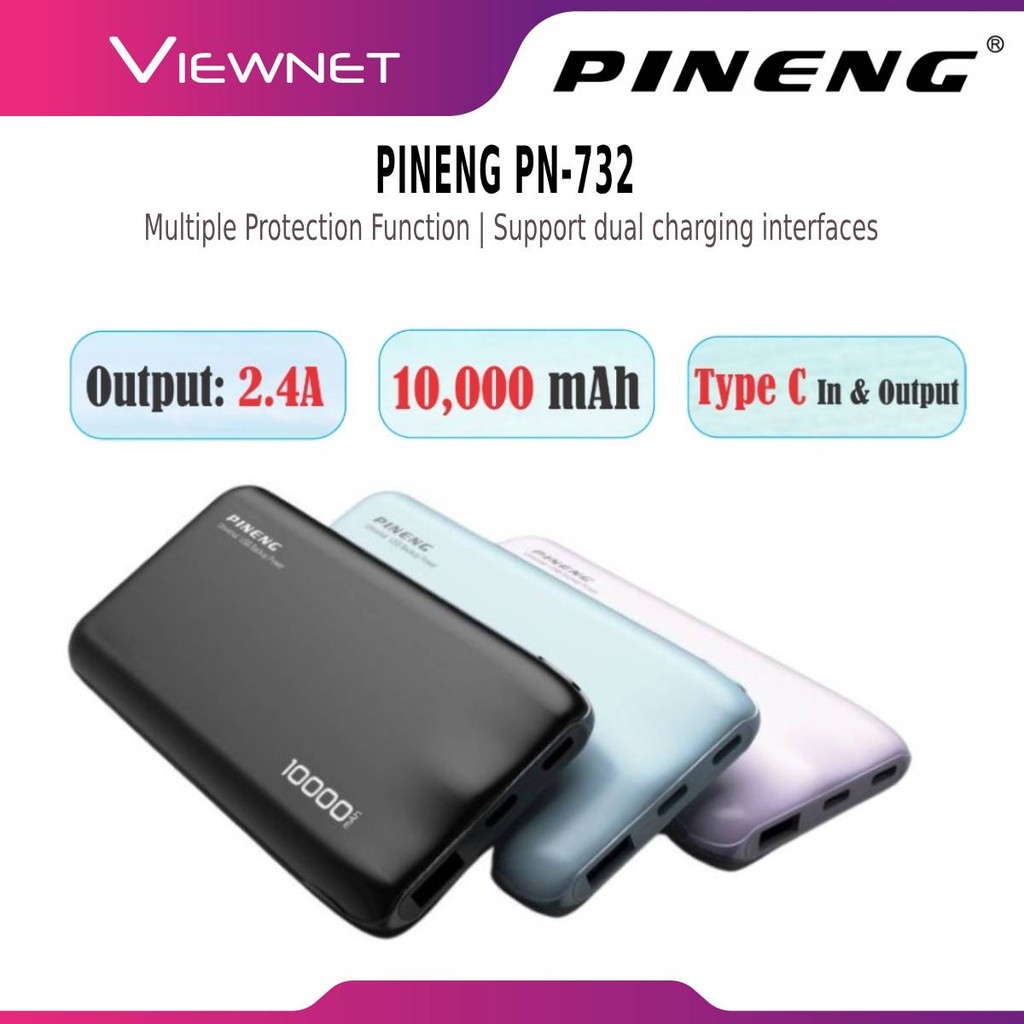 PINENG PN-732 POWER BANK 10000MAH 2.4A DUAL INPUT/OUTPUT WITH LITHIUM ...