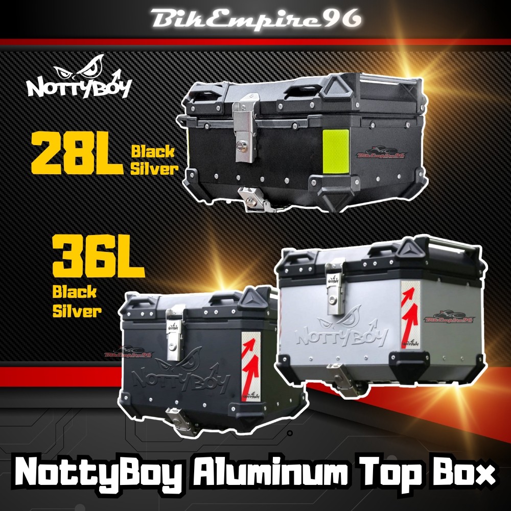 NottyBoy Heavy Duty Aluminum Top Box 28L 36L Premium Design Solid Steel ...