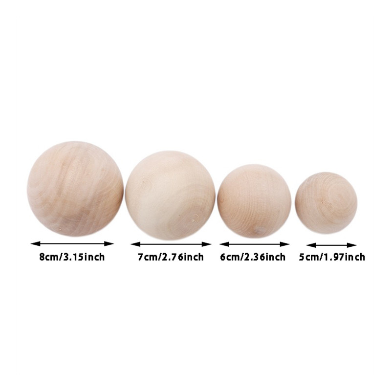 (LAL)Solid Wooden Balls Round Handmade DIY Accessories Wood Colored ...
