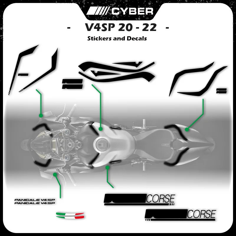 V4 Series Chrome Shell Decals For Ducati Panigale Motorcycle 2020-2022 ...