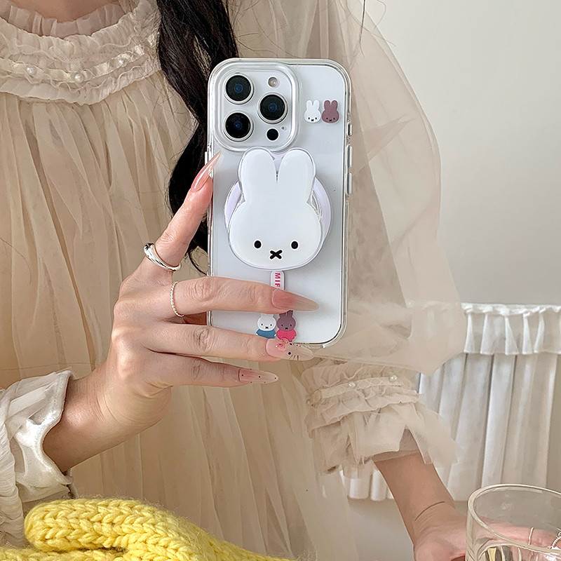 Cartoon Cute Miffy Rabbit Holder Stand Wireless Charging Phone Case ...