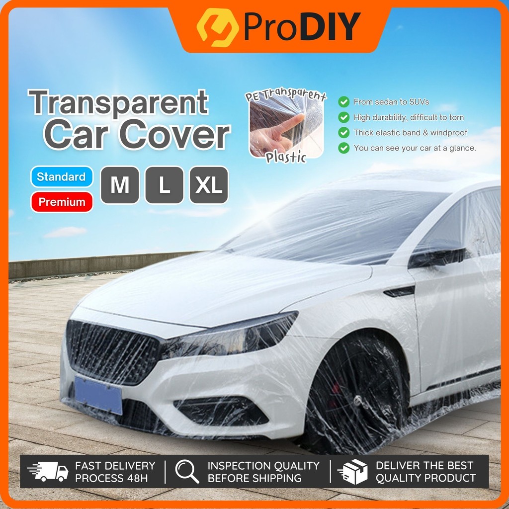 PE Transparent Plastic Car Cover Scratch Waterproof Protection ...
