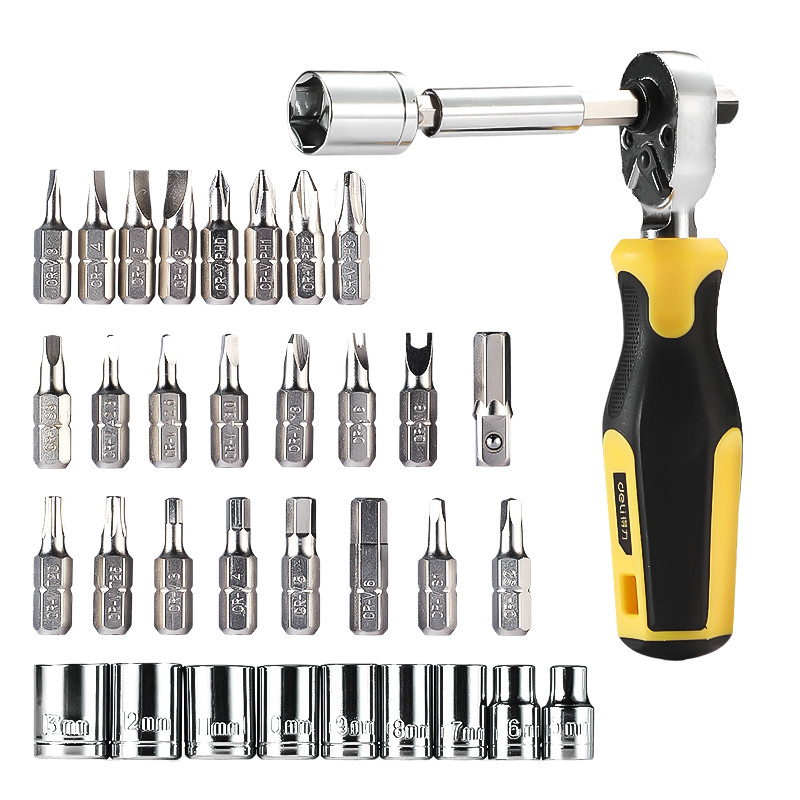 DELI 46PCS Screwdriver Ratchet Wrench Set with Sockets Metric Hex Bit ...
