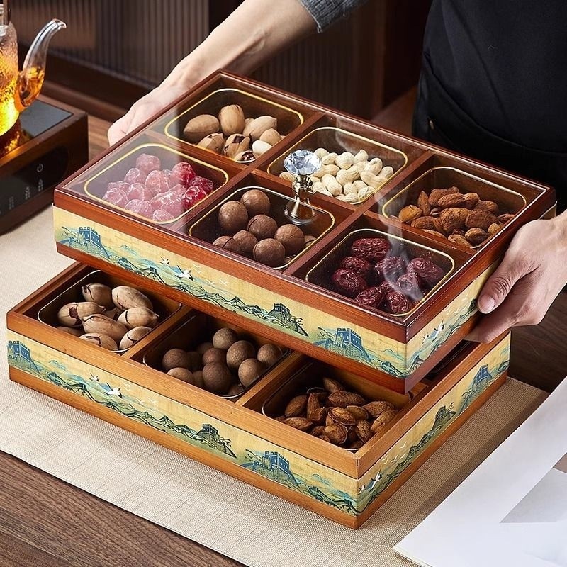 2025 New Year'S High Grade Solid Wood Candy Box Solid Wood Dried Fruit ...