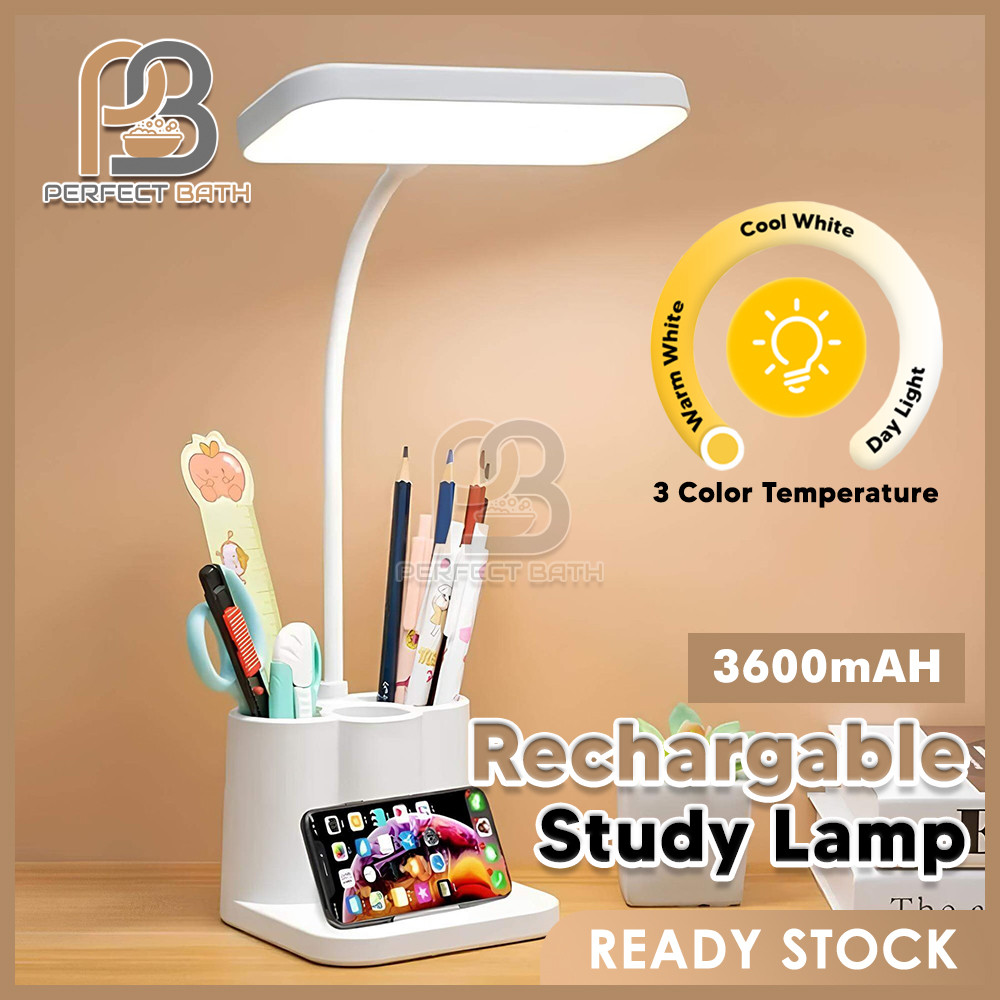 [3 Modes] Perfect Bath Rechargeable LED Study Lamp Adjustable Desk Lamp ...
