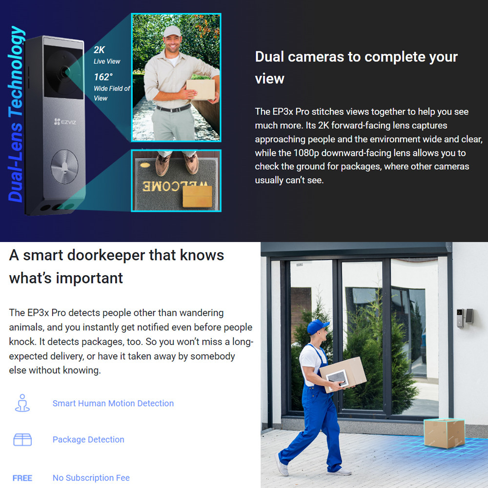 Ezviz EP3x Pro 2K 3MP Full HD 1080P Two Way Talk Waterproof Battery ...