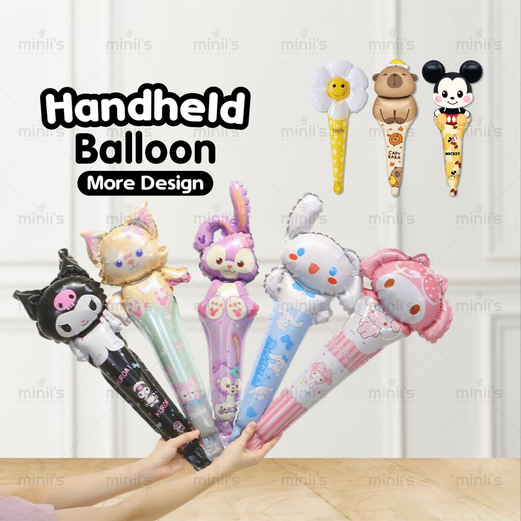 MINIIS PARTY 1Pc Handheld Balloon Belon Cartoon Hand Ballon Hand Held ...