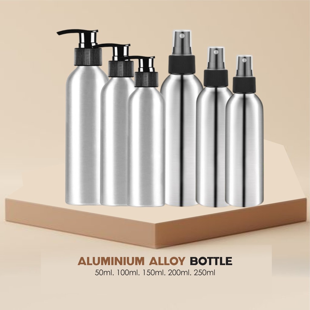 BSU Aluminum Empty Spray Bottle Leak-proof Refillable Empty Black Pump ...