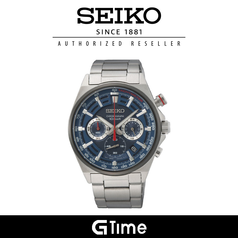[Official Warranty] Seiko SSB407P1 Men's Chronograph Quartz Blue Dial ...