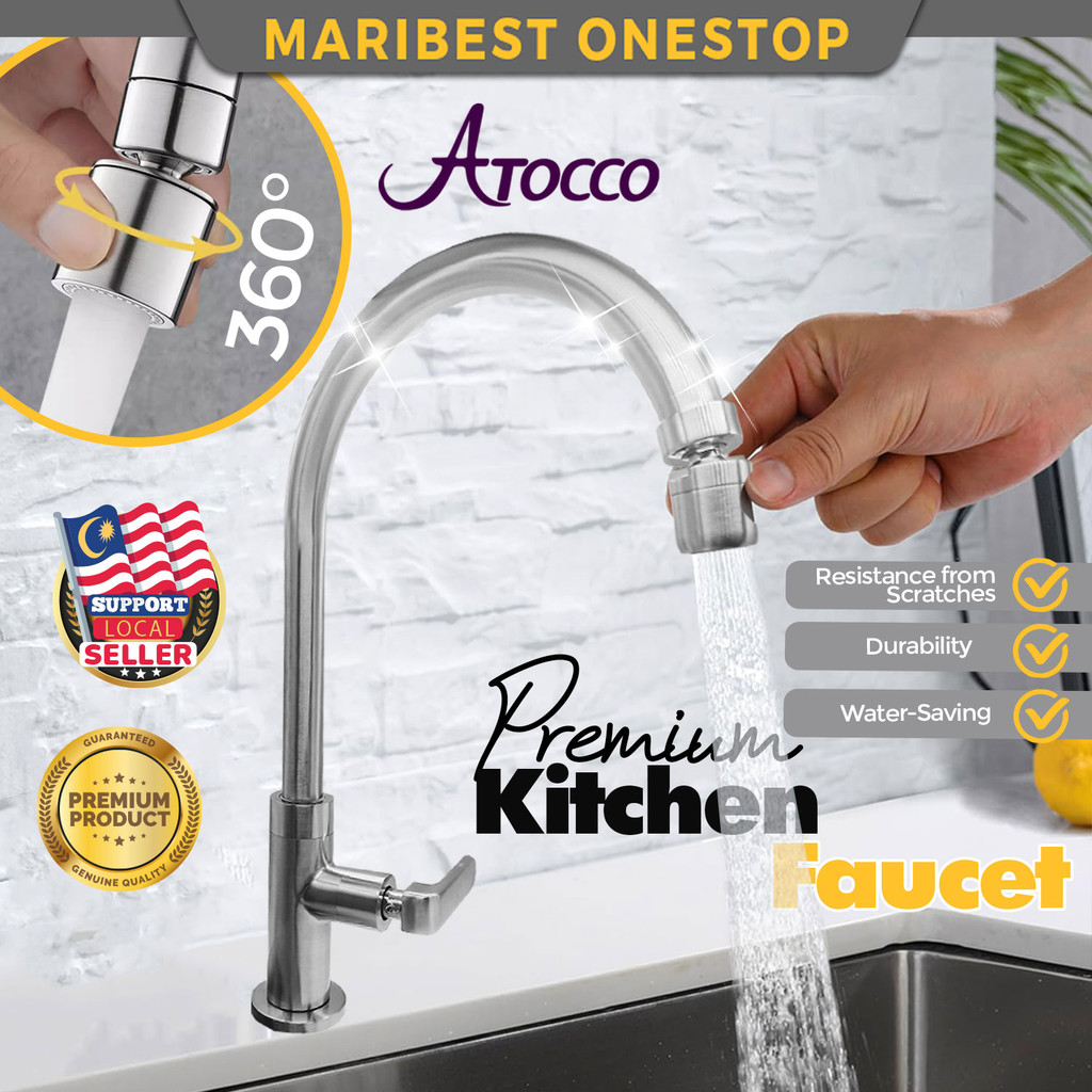 ATOCCO Full Solid Brass Satin Finish Pillar Kitchen Tap Kitchen Faucet ...