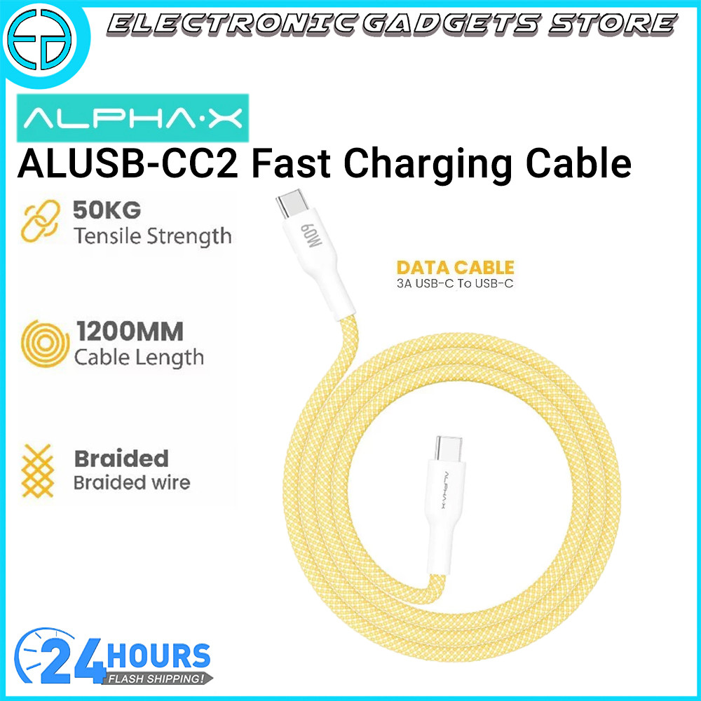 ALPHA·X ALUSB-CC2 Fast Charging Cable Type-C to Type-C PD60W 1.2m Data ...