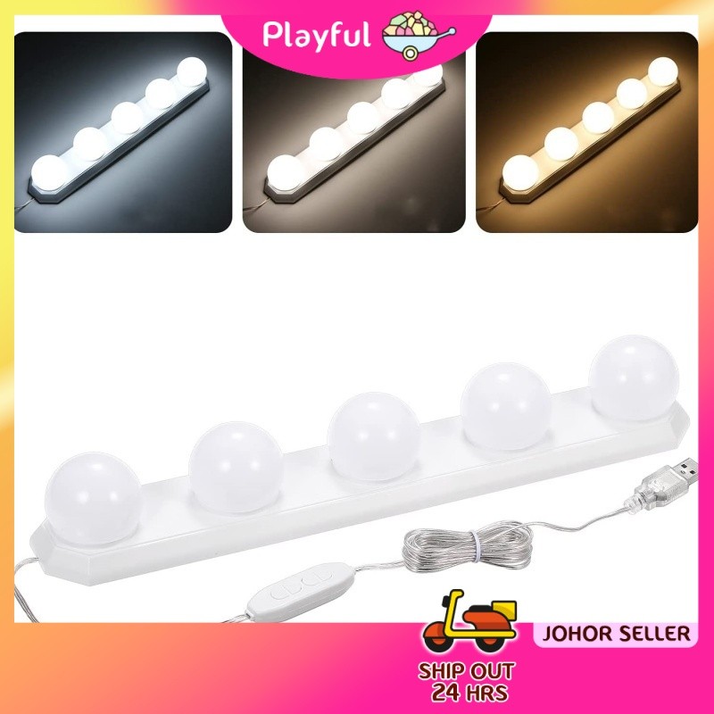 【PLAYFUL】5 Bulb 3 Mode LED Bulb Mirror Light Vanity Mirror Lamp Makeup ...