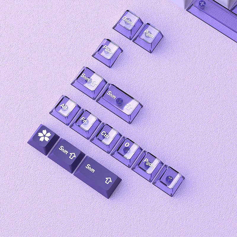 Lilac Transparent Double Keycaps PBT+PC Shine Through Cherry Profile ...