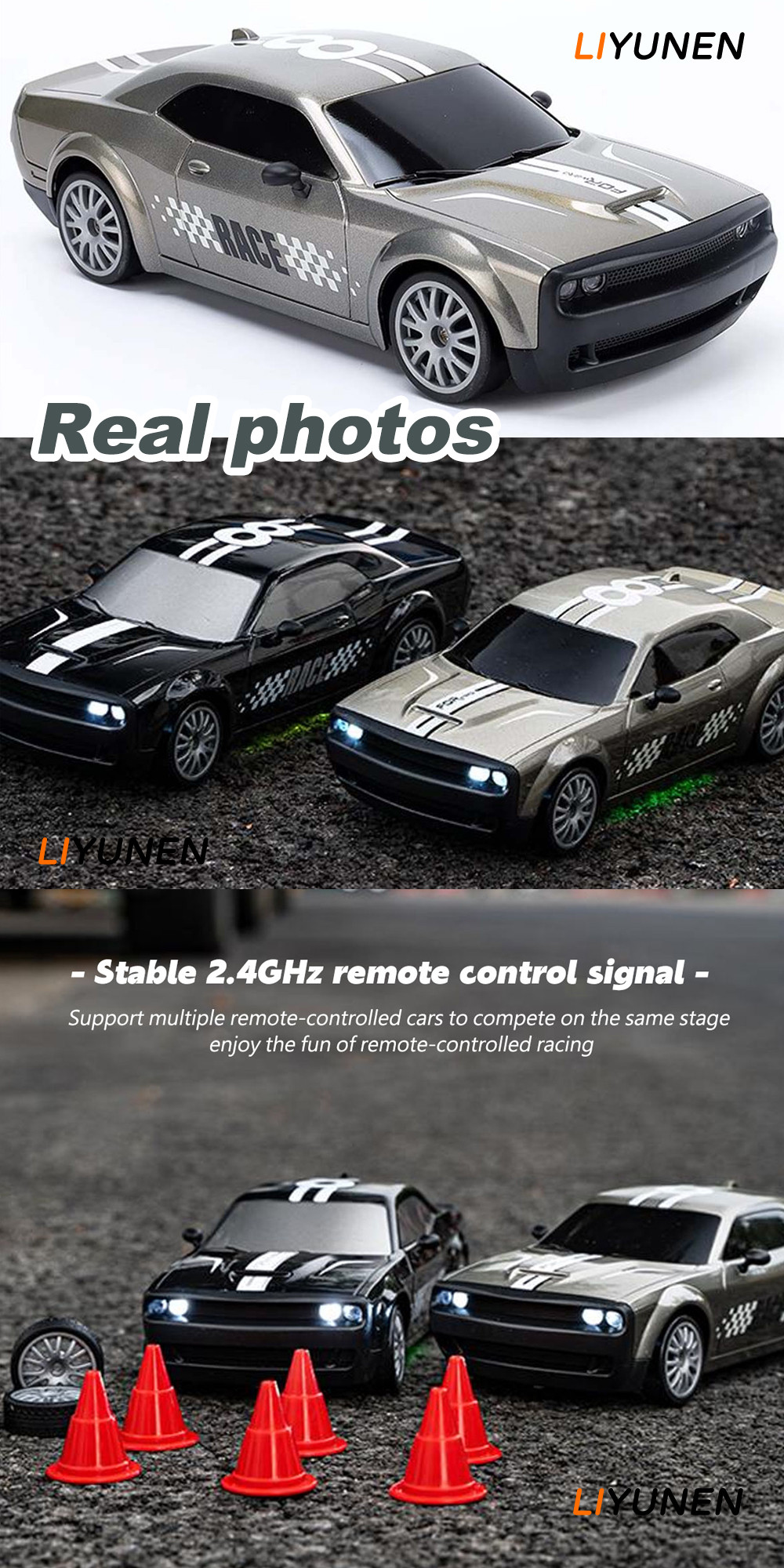 1/20 4WD RC Drift GTR Car Sports Car Full Scale Air Force Gray Model ...