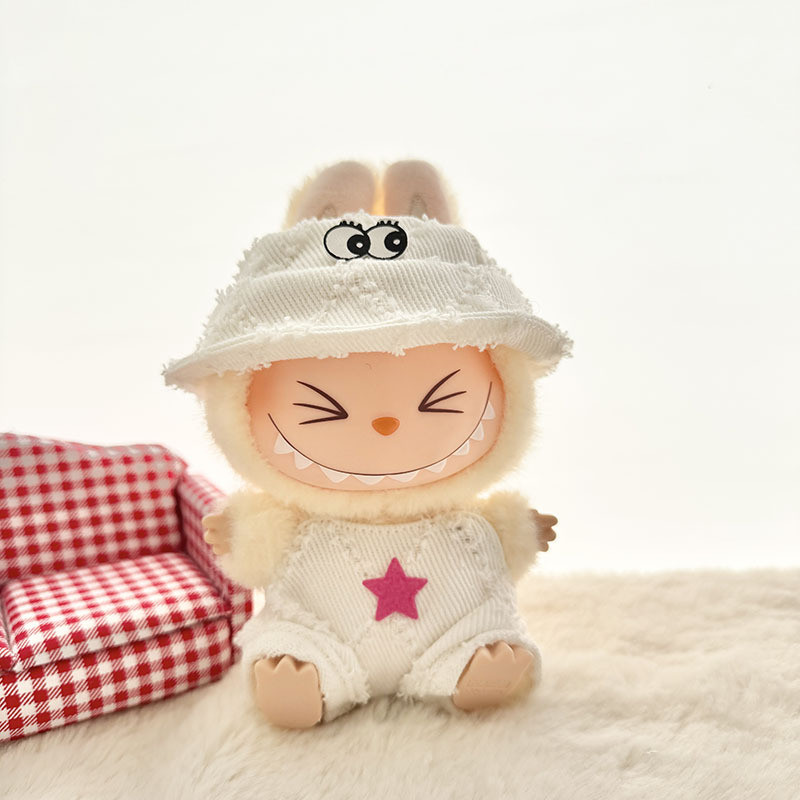 17cm Labubu Clothes Labubu Doll Sitting Party Colorful Bucket Hat Set ...