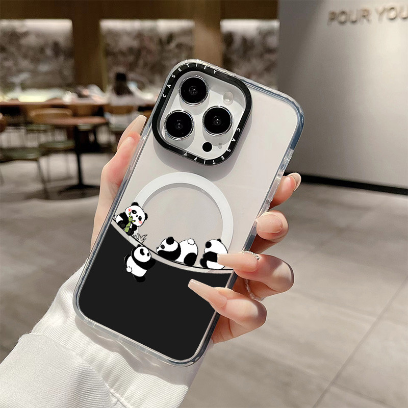 Cute Leisurely Red Baby Panda Wireless Magnetic Charging Case For ...
