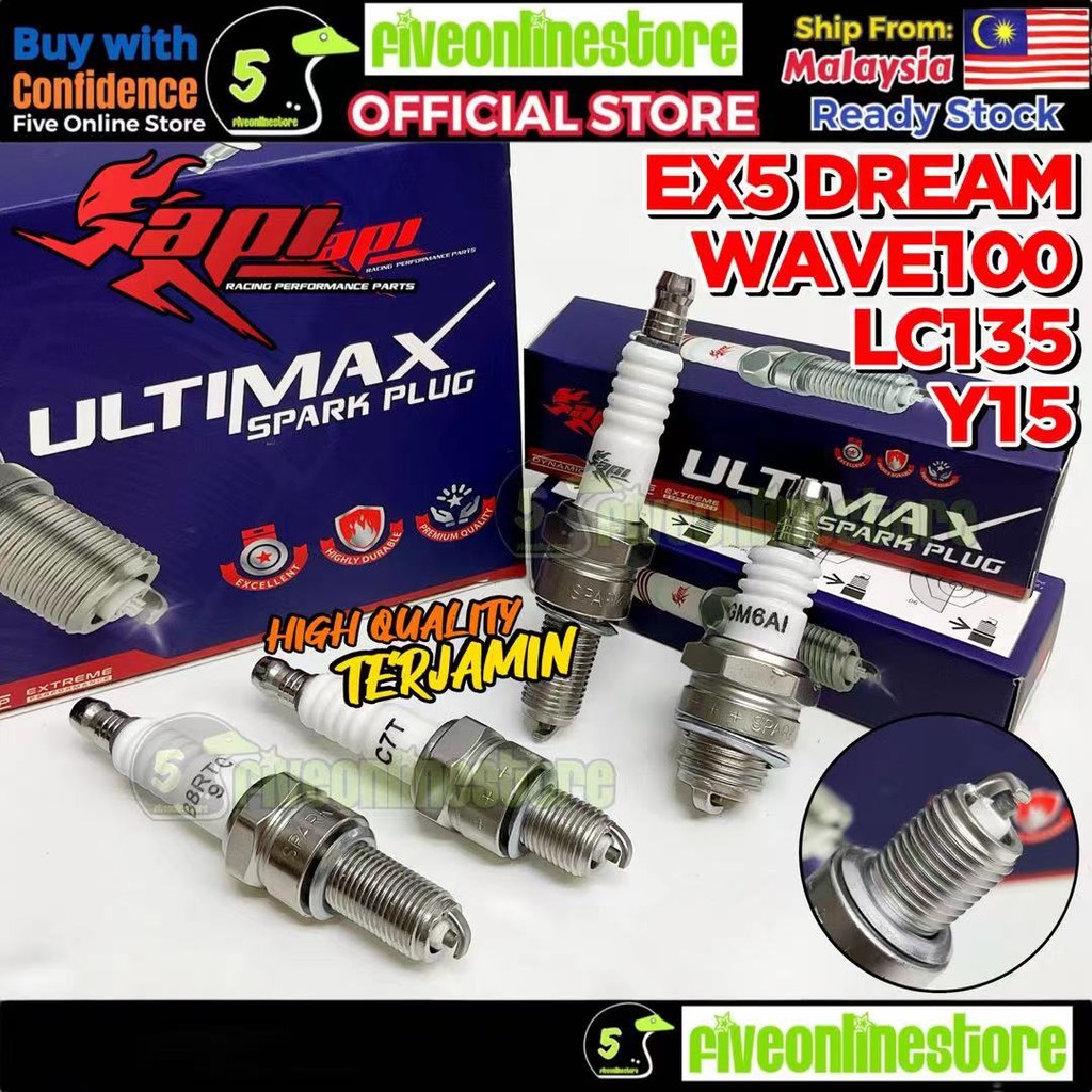API Ultimax Spark Plug C7T B8RTC-9 GM6AL EX5 LC135 Y15ZR RS150 KRISS ...