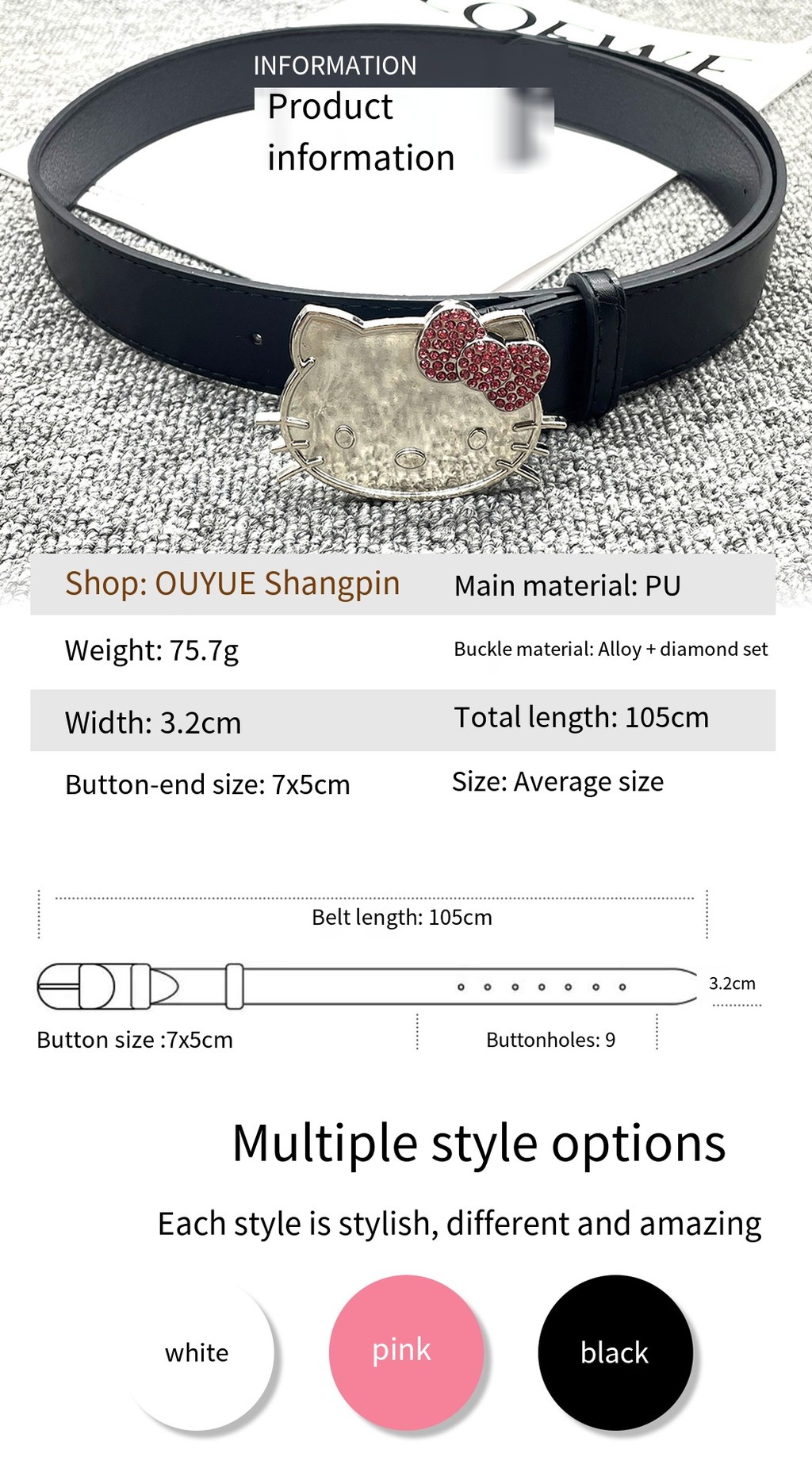 Kawaii Hello Kitty Belts Women Anime Sanrio Cute Cartoon Leather Waist ...