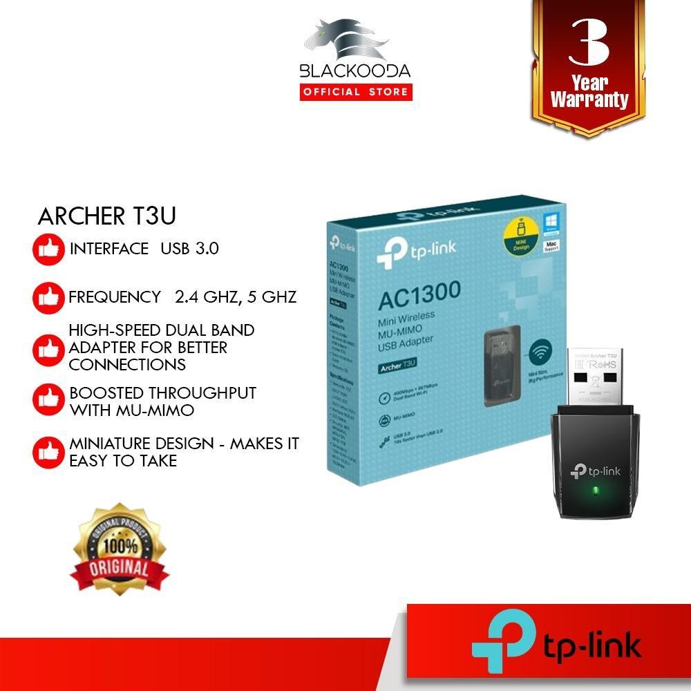 TP-LINK ARCHER T3U AC1300 MINI WIRELESS MU-MIMO USB ADAPTER | Shopee ...
