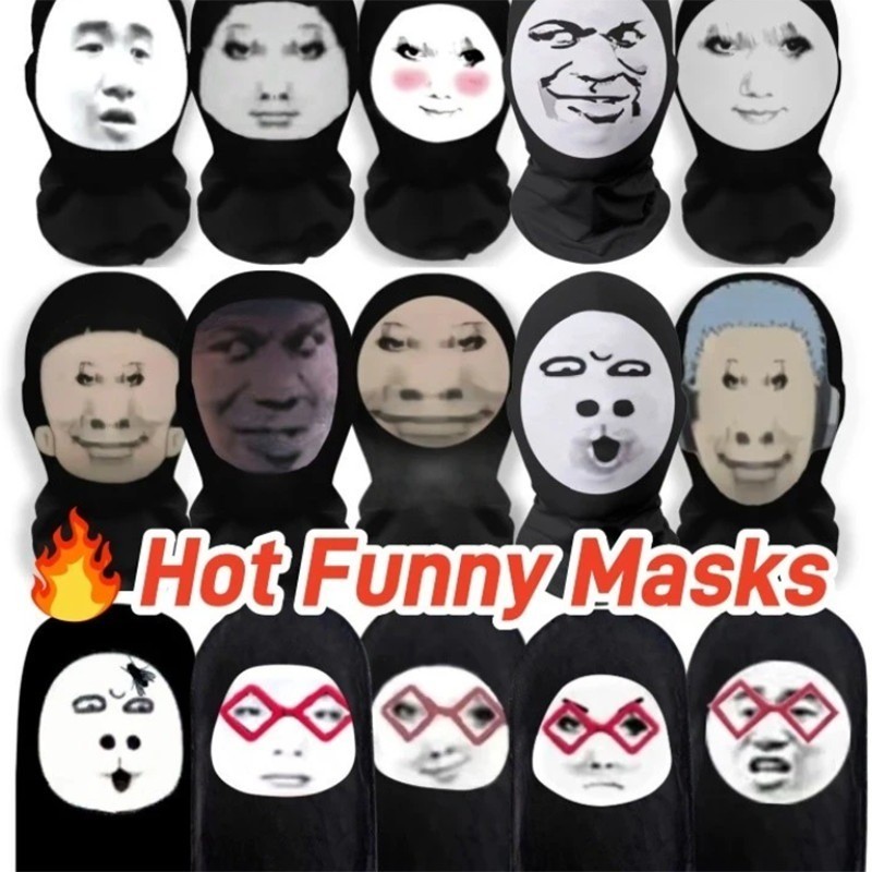 Funny abstract emoji pack mask prank human face mask dragon picture ...