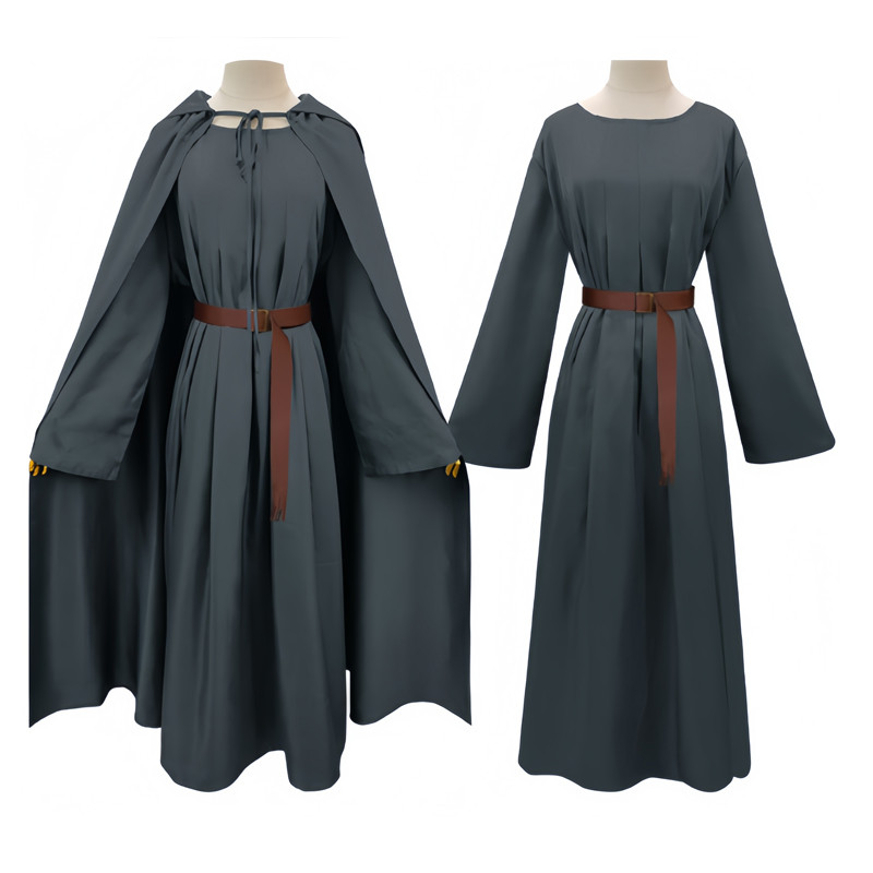 Adult Wizard Robe Men Sorcerer Costume Grey Cloak with Wizard Hat Cape ...