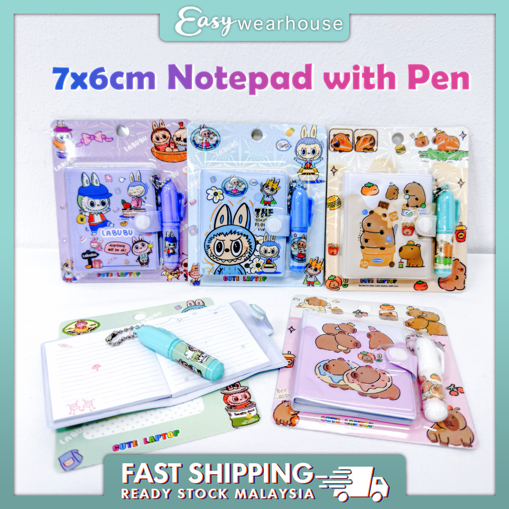 EASY WEARHOUSE 7*6cm Capybara Labubu Student Cute Mini Pocket Notepad ...