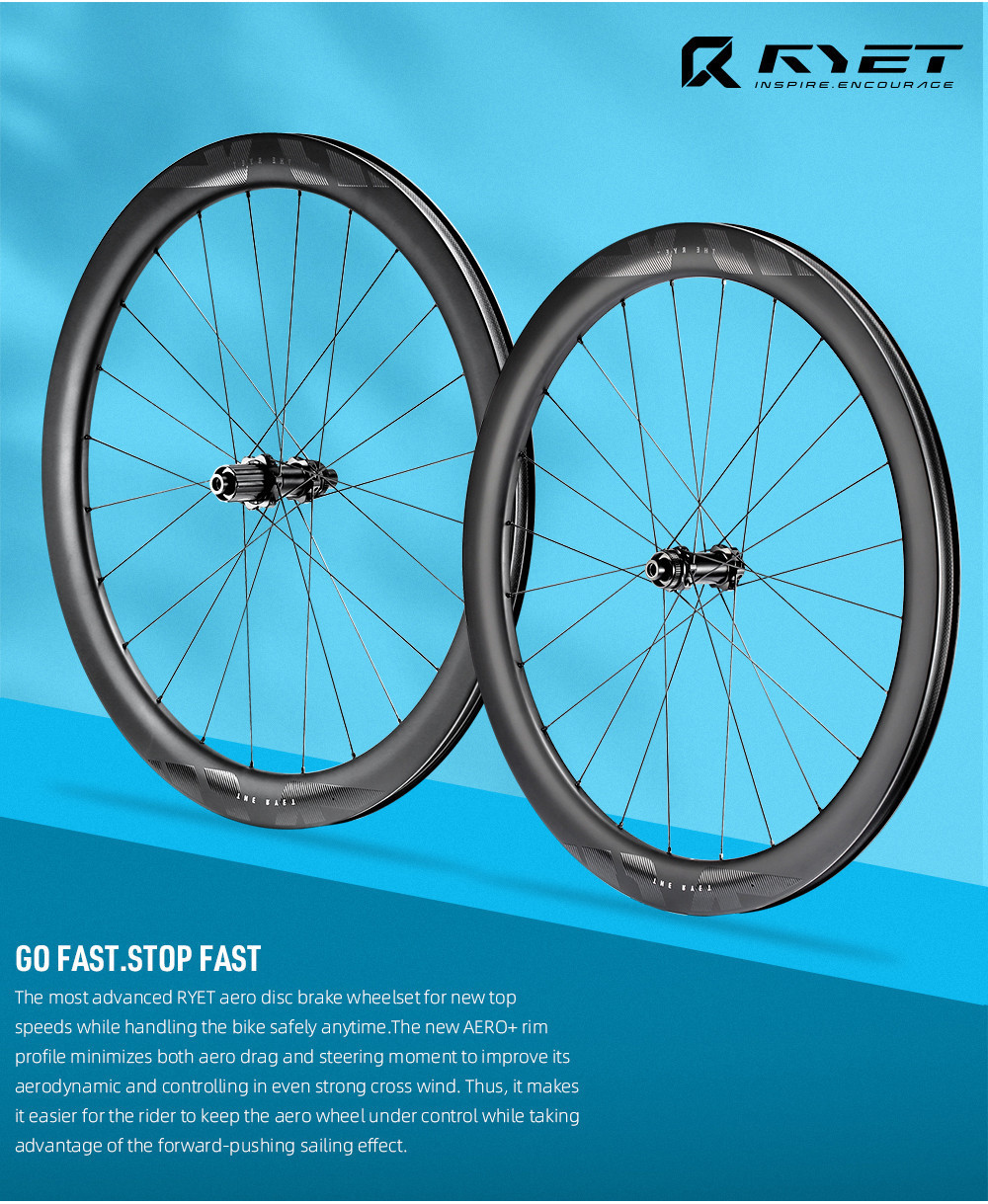 2025 RYET Disc Brake Road Carbon Wheels Ceramic Road Wheels Tubless CLincher Disc Wheelsets ...