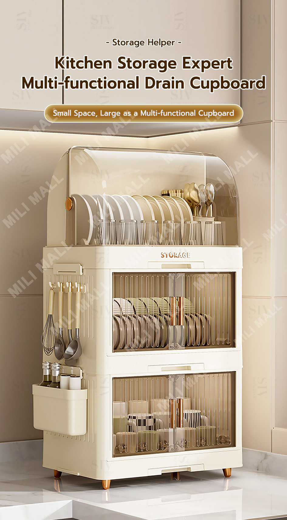 Kitchen Cabinet Dish Rack Plastic Aesthetic With Cover Foldable Dish ...