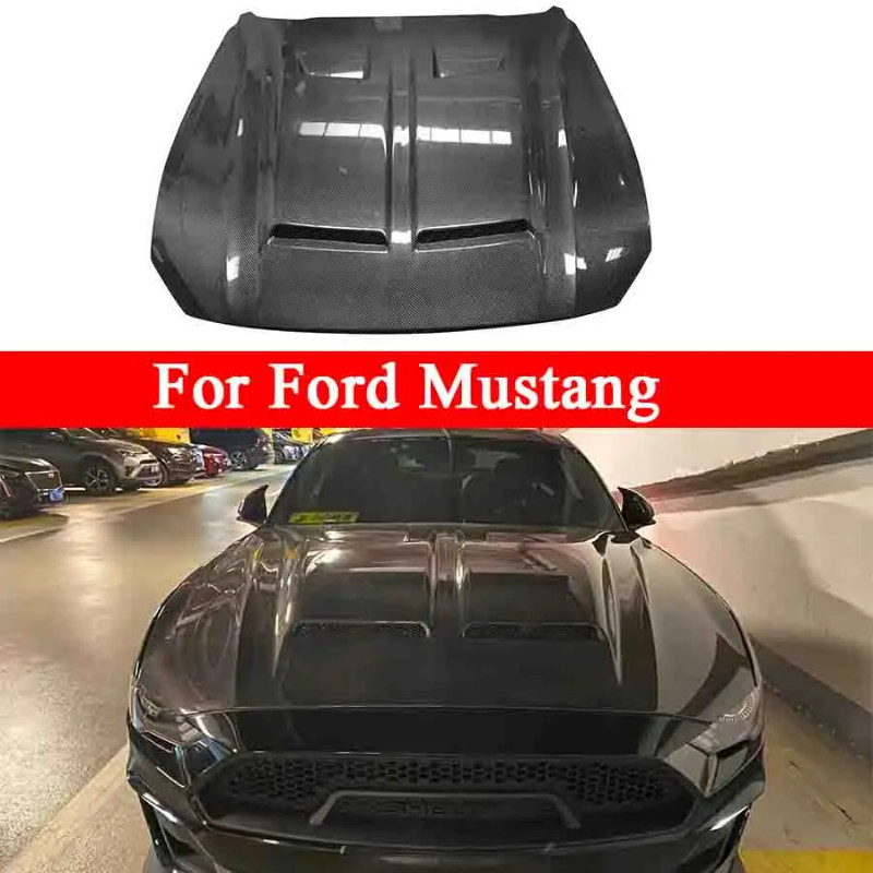 For Ford Mustang 2018-2022 Carbon Fiber Hood Engine Cover Hood Car ...