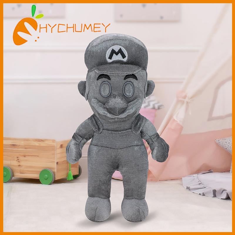 Super Mario Plush Toy 28cm Silver Mario Sitting Pose Mario Metal ...