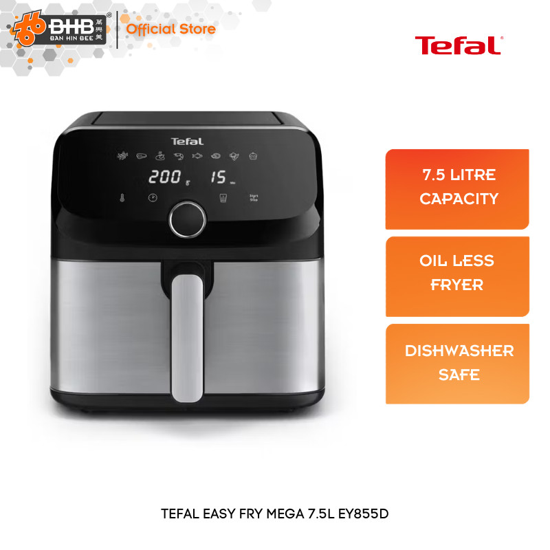 Tefal Easy Fry Mega Air Fryer EY855D 7.5L Oil Less Fryer Dishwasher Safe EY855D Penggoreng Udara ...