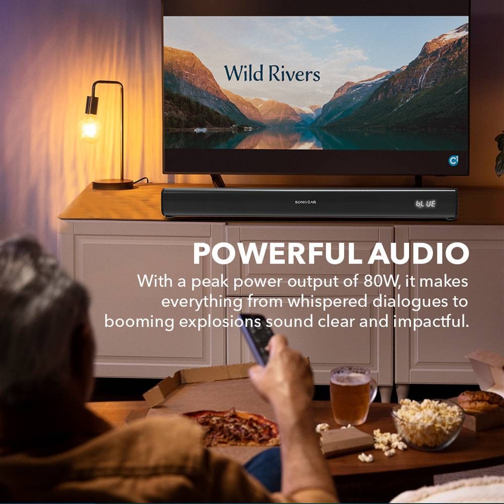 SonicGear SonicBar HD2000 DSP 80w Bluetooth 5.3 Compact TV Desktop SoundBar | Strong Bass ...