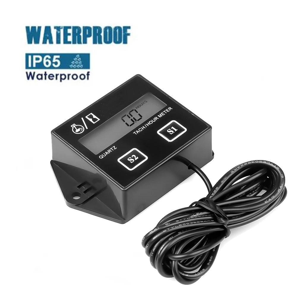 Waterproof Gasoline Engine RPM Speed Gauge Motorcycle Tachometer Working Hours Meter 2/4 Stroke ...