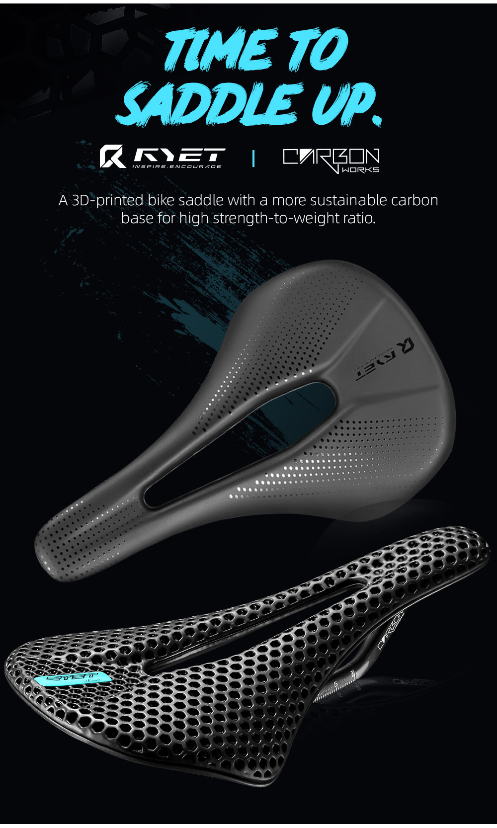 Ready Stock! RYET 3D Printed Bike Carbon Saddle 140mm Super Light Road ...