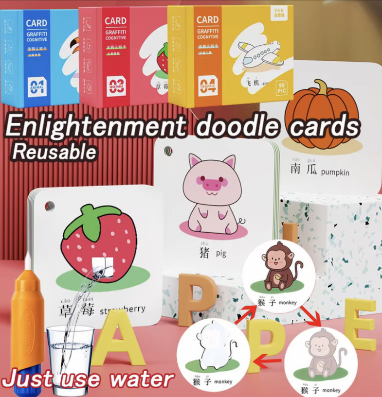 Doodle Flash Card Early Educational Cards Pinyin Fruits Alphabets ...