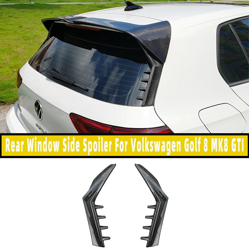 Glossy Black and Carbon fibre Rear Window Side Spoiler Body Kit Trim ...