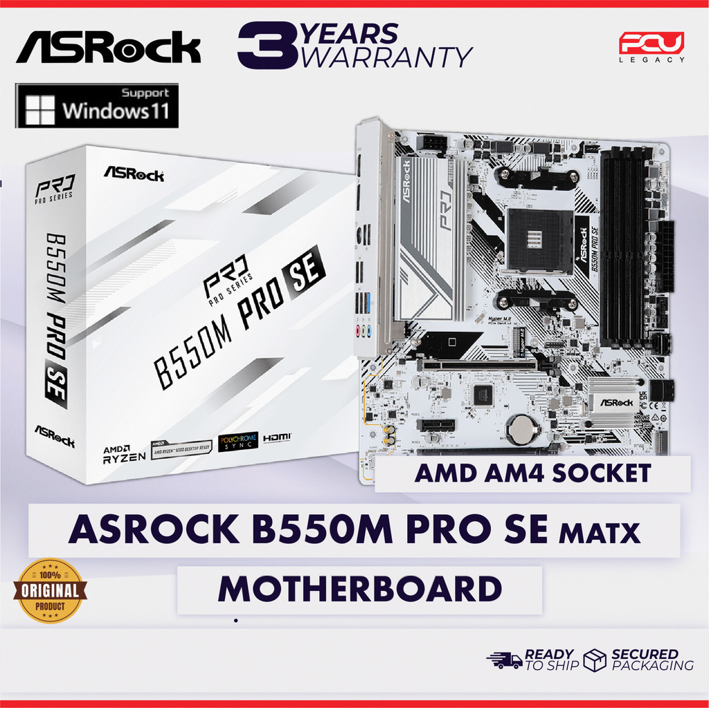 ASROCK B550M PRO SE MATX AM4 AMD MOTHERBOARD - WHITE (3 YEARS WARRANTY ...