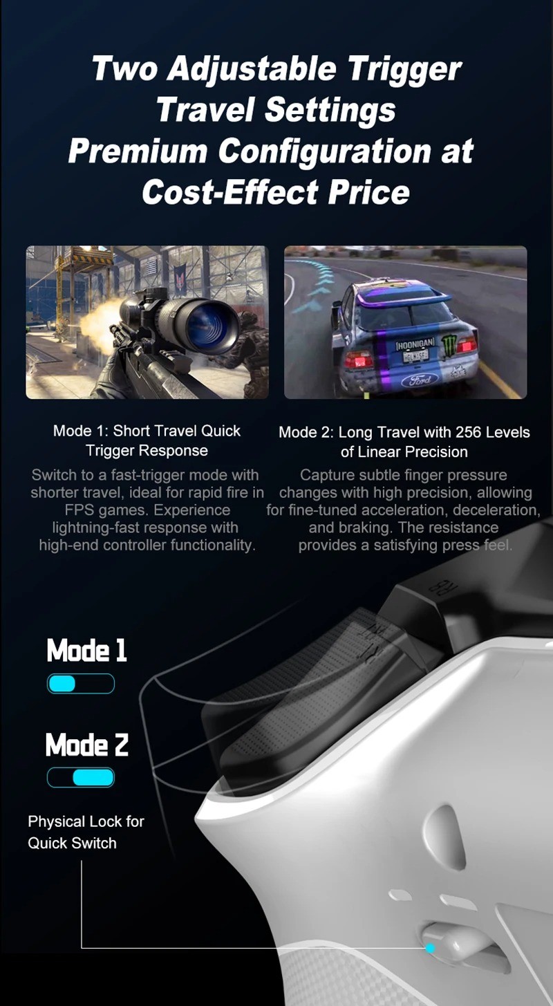 PXN P5 Bluetooth Gamepad 1000Hz Hall Trigger Rocker Tri-Mode Long ...