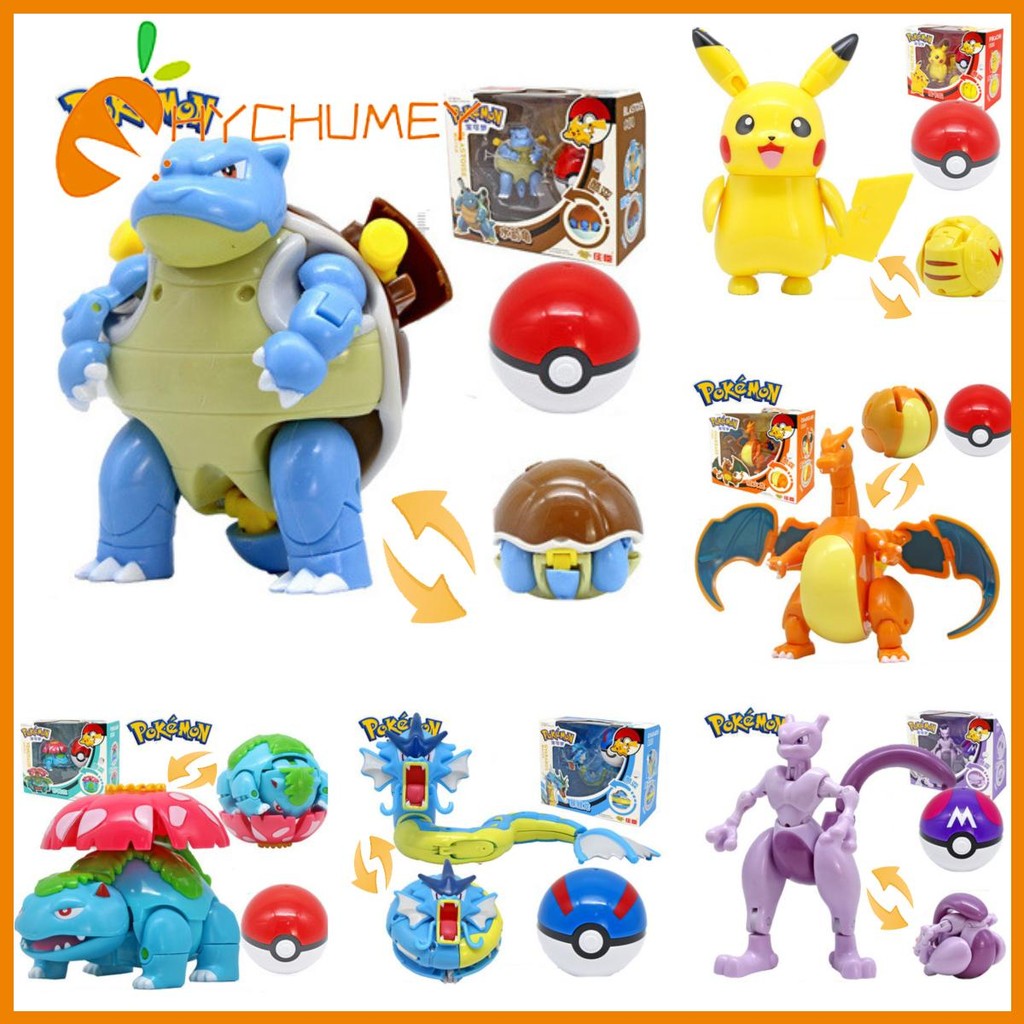 Pokemon Transforming Egg Figures Pikachu Charizard Bulbasaur Toys ...