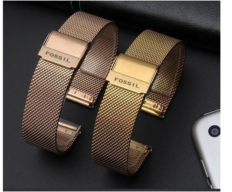 Mesh Stainless Steel Watch Band for Fossil 12/14/16/18/20/22mm Men ...