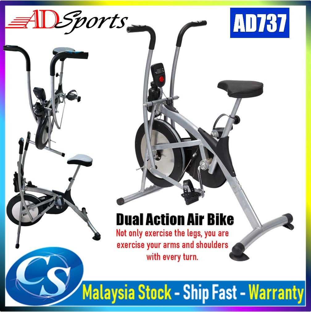 Dual Action Air Bike Upper & Lower Body Workout Indoor Cycles Exercise Bike Spinning Elliptical ...