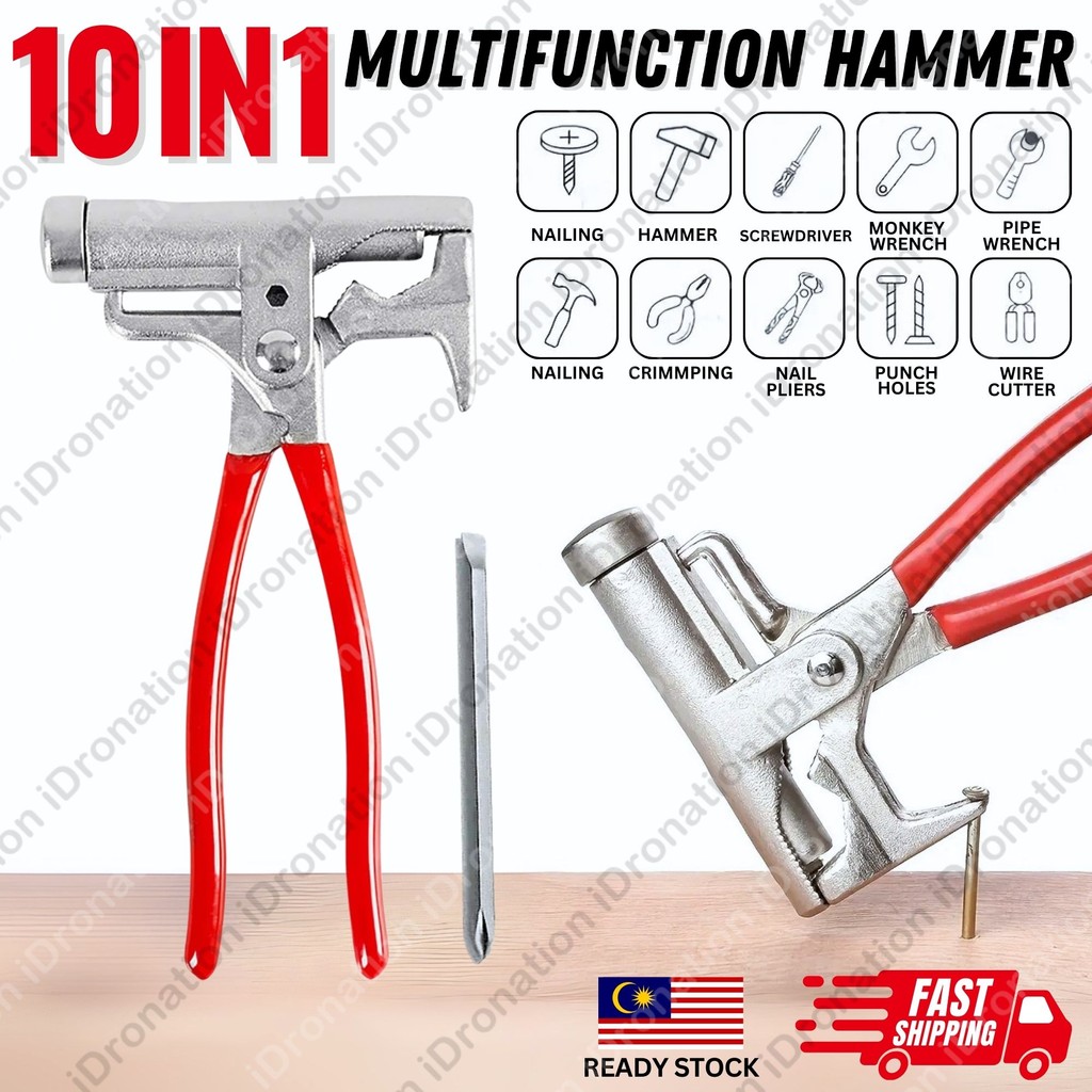 Universal Hammer 10IN1 Multifunction Heavy Duty Hammer Screwdriver Pipe ...