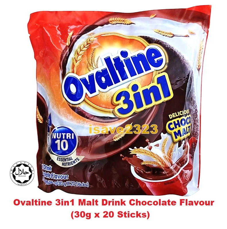 [HALAL] Ovaltine 3in1 Malt Drink Powder Chocolate Flavours (30g x 20 ...