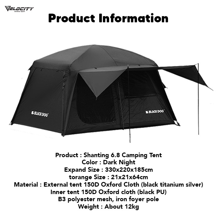 BLACKDOG Waterproof Tent khemah Kalis Air SHANTING Black dog Camping ...