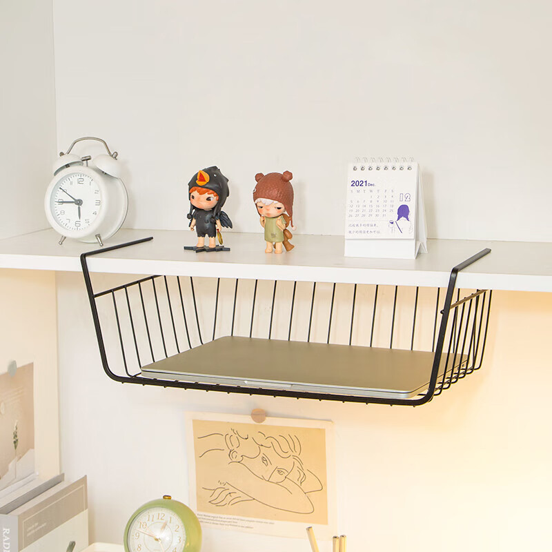Under Table Clip On Basket Iron Hanging Rack Storage Organizer Box ...