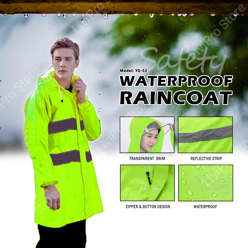 YQ-52 Safety Raincoat Reflective Rain Coat Trench High Visibility ...
