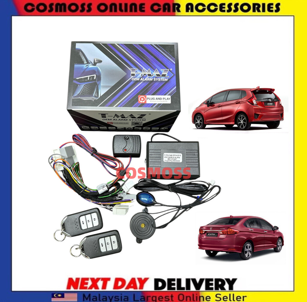 HONDA CITY 2014-2019 / JAZZ 2014-2019 OEM PLUG AND PLAY CANBUS ALARM (KEY START / PUSH START ...