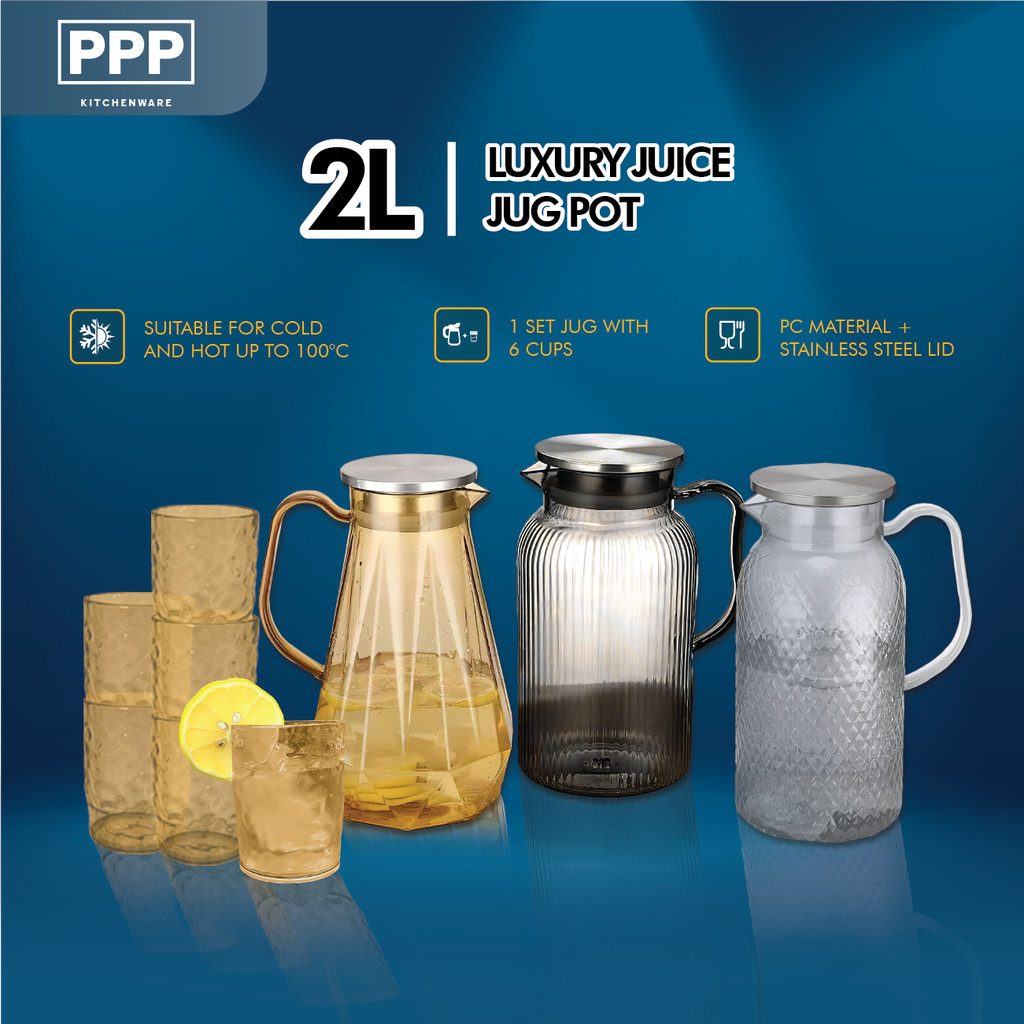 PPP - 2L Luxurious Water Jug Set with 6 Cups |Set Jug Air Mewah 2L ...